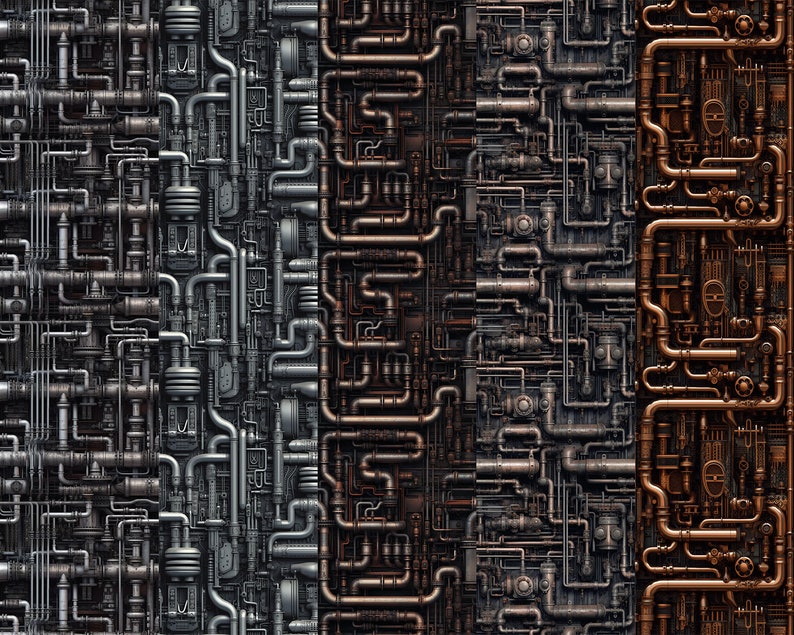 Metal Pipes Connectors Plumbing Copper Brass Steampunk Seamless Tiles ...