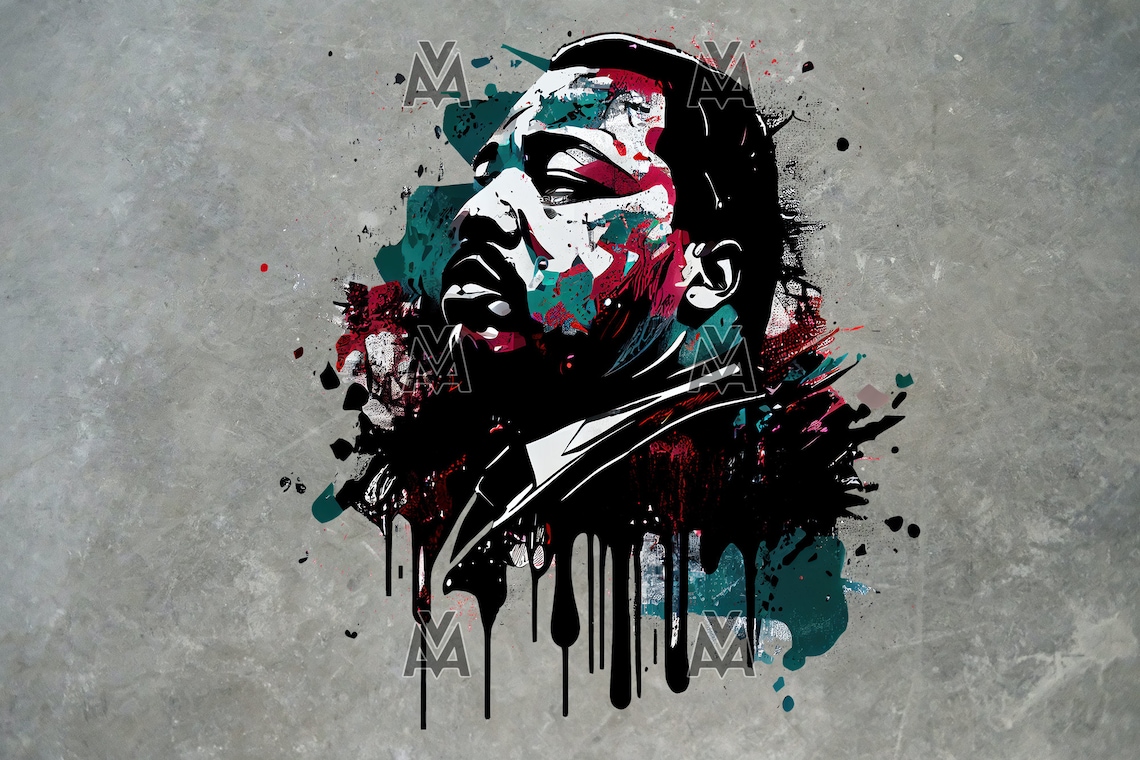 MLK Martin Luther King Graffiti Style Artwork High Resolution Transparent PNG - Etsy
