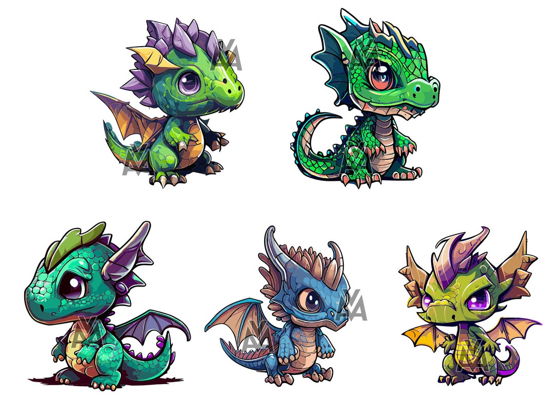 Baby Dragons SVG DTG Vector Scalable Graphic Cute Dragons Adorable - Etsy