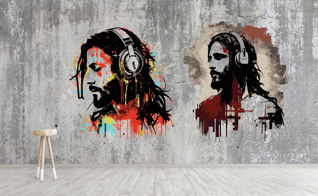 Jesus Christ is My DJ Vector SVG Mural Extreme Detail Transparent ...