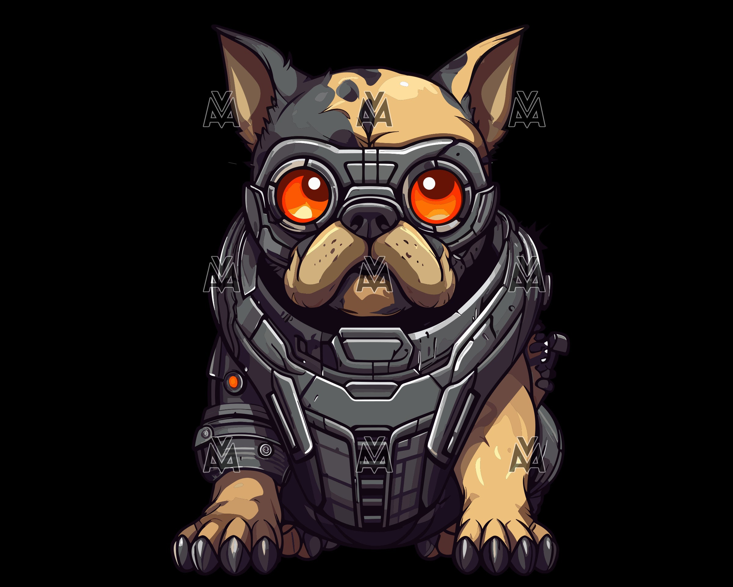 Cyber Bulldog, Bully, Cyberpunk Bulldog, Baby Bulldog, Svg Dtg Scalable ...