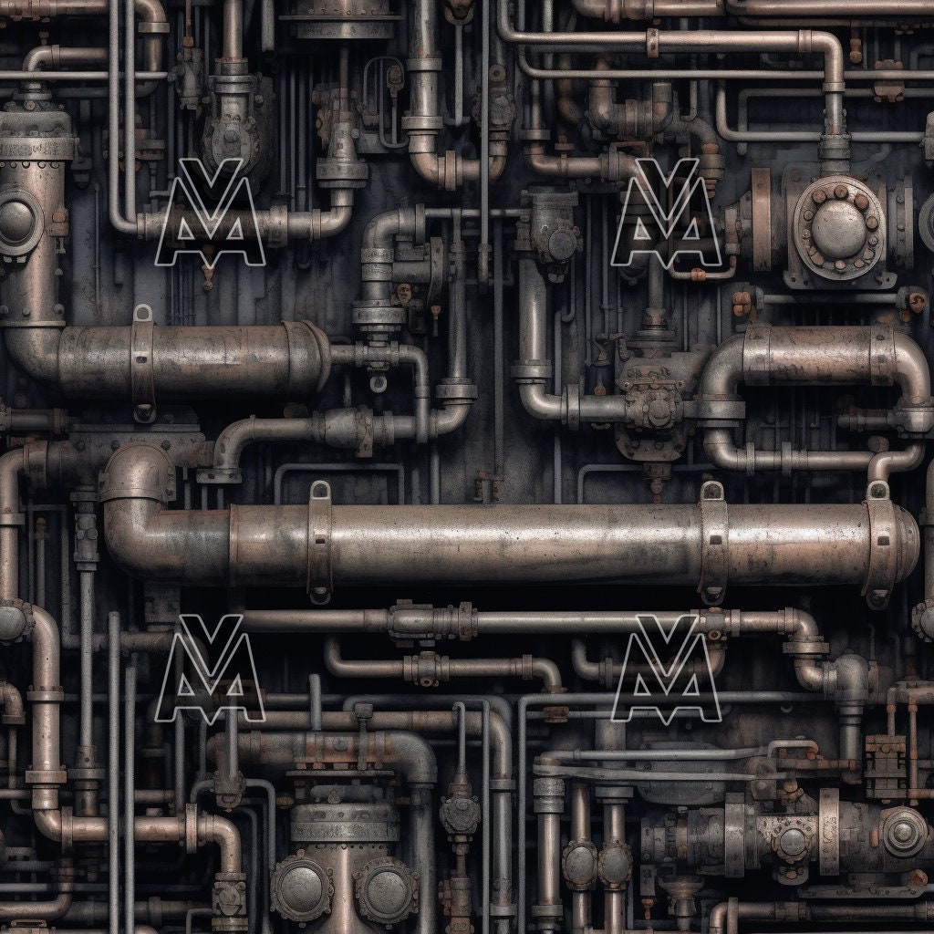 Metal Pipes Connectors Plumbing Copper Brass Steampunk Seamless Tiles ...