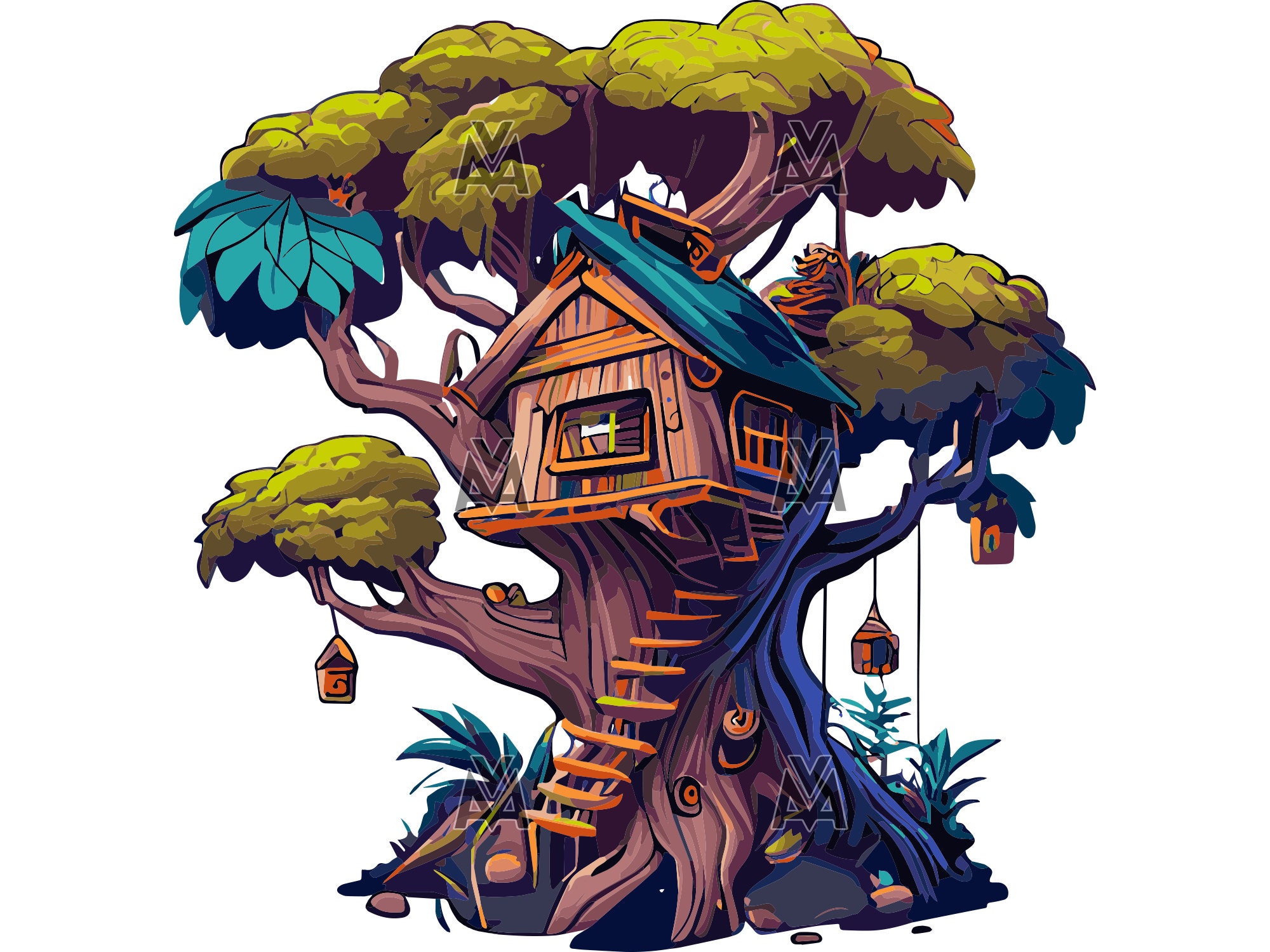 Treehouse SVG DTG Cartoon Style Scalable Vector Graphic - Etsy