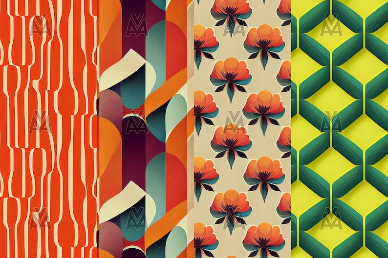 Retro 1970 Seamless Vintage Tiles Wallpaper Png Repeating - Etsy