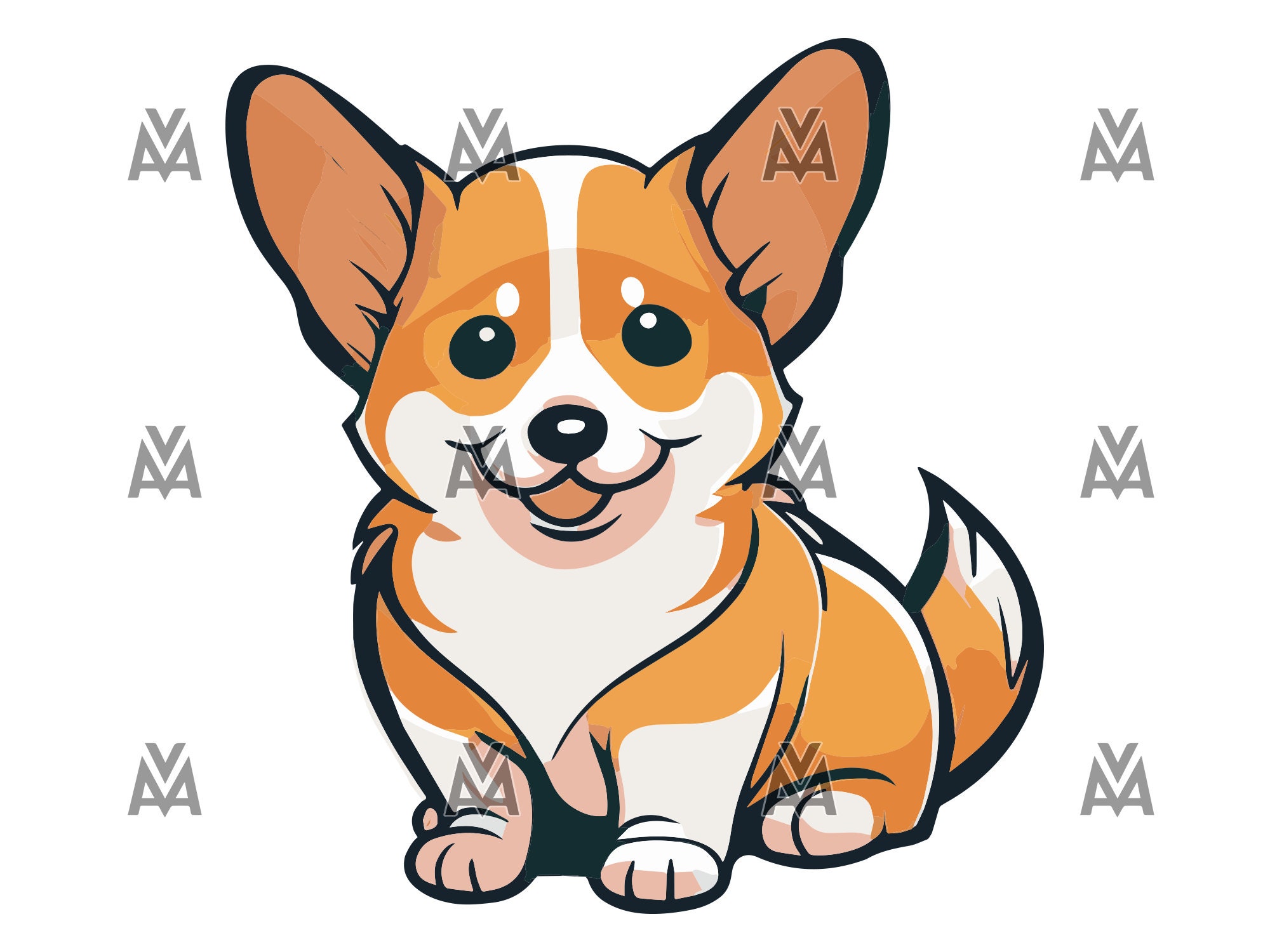 Corgi Puppies, SVG, PNG, Vector, Cute Royal Queen Elizabeth Dog ...