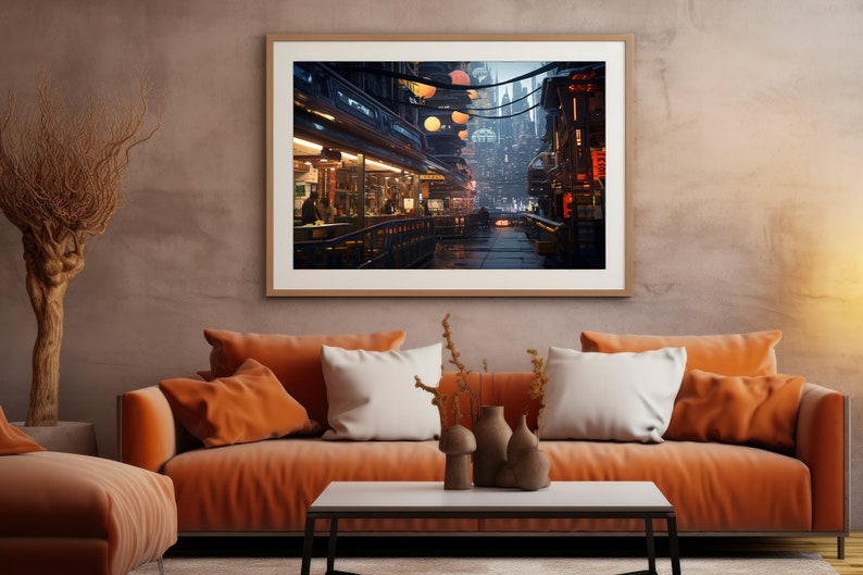 Retro Futuristic Poster, Futuristic City Wall Art, Cyberpunk Poster ...
