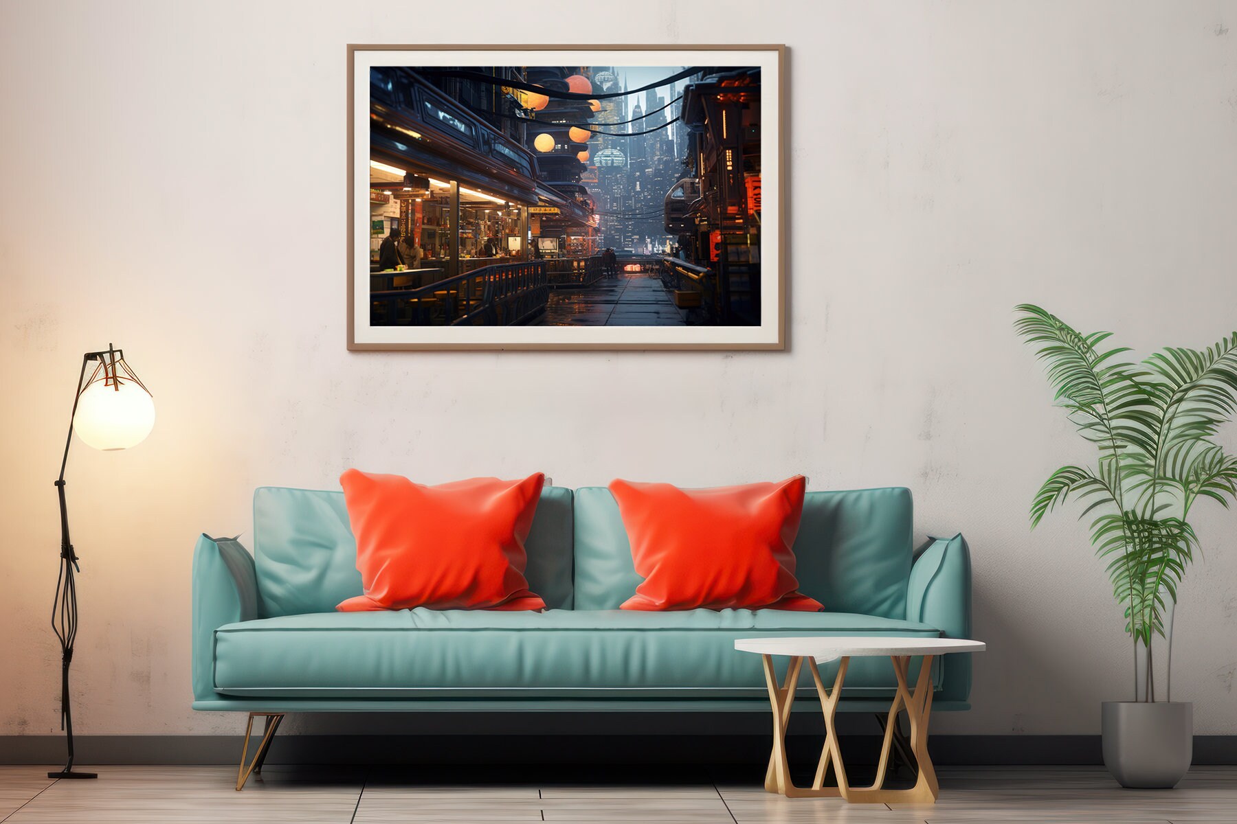 Retro Futuristic Poster, Futuristic City Wall Art, Cyberpunk Poster ...
