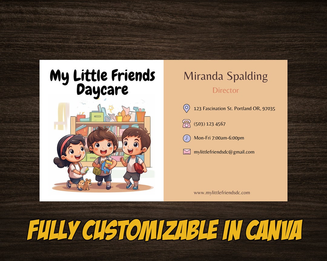 Childcare, Daycare, Business Card, Canva Daycare Card Template ...