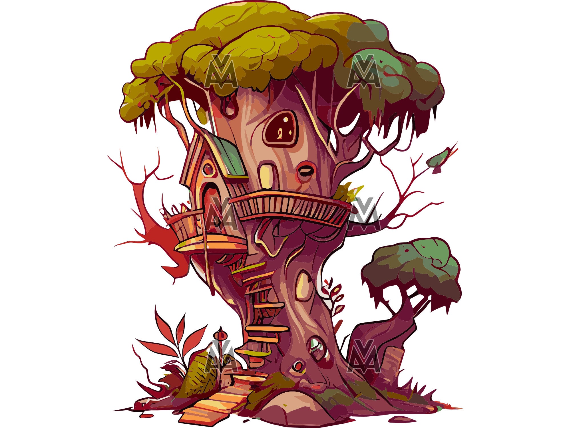 Treehouse SVG DTG Cartoon Style Scalable Vector Graphic - Etsy