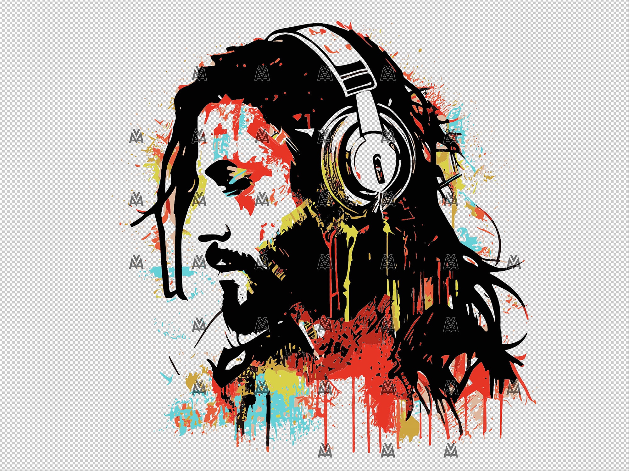 Jesus Christ is My DJ Vector SVG Mural Extreme Detail Transparent ...
