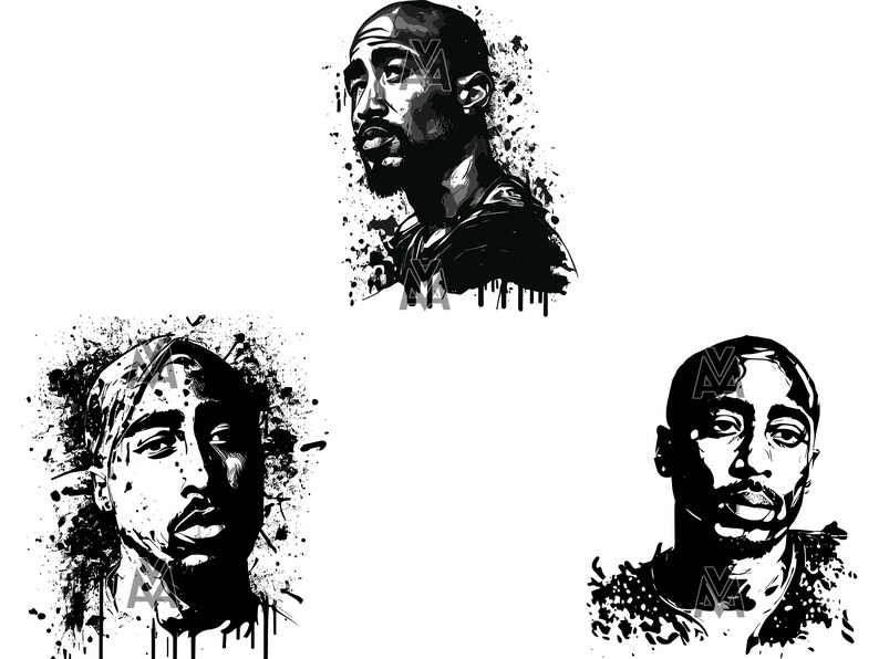 Tupac Shakur SVG DTG Stencil Scalable Vector Art Banksy Style Mural - Etsy