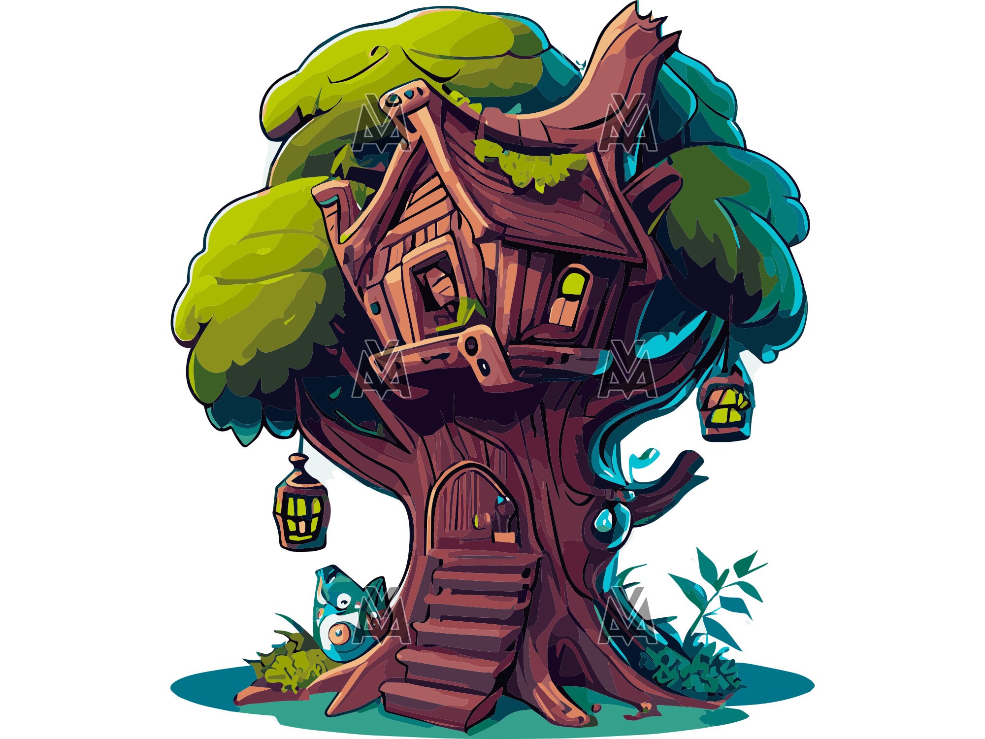 Treehouse SVG DTG Cartoon Style Scalable Vector Graphic - Etsy