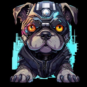 Cyber Bulldog, Bully, Cyberpunk Bulldog, Baby Bulldog, Svg Dtg Scalable ...