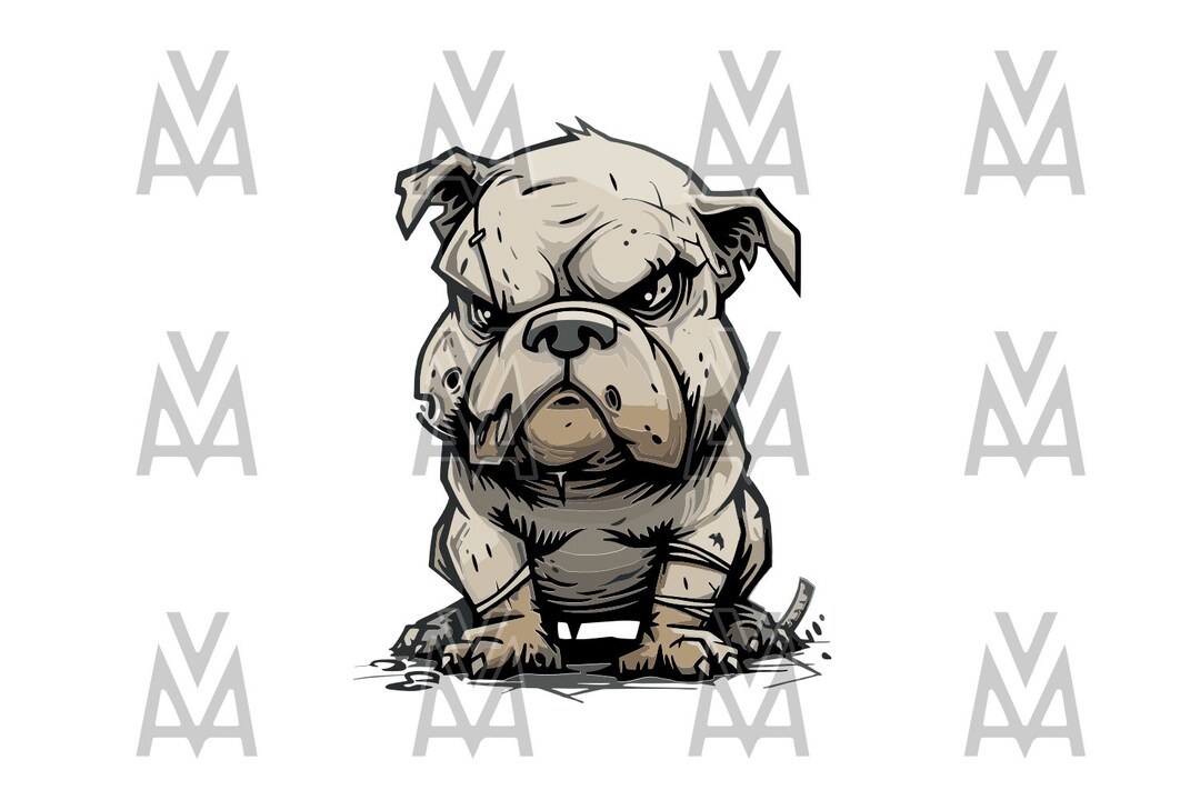 Angry Bulldog Cartoon Creepy Svg Dtg Vector Graphic Illustration ...