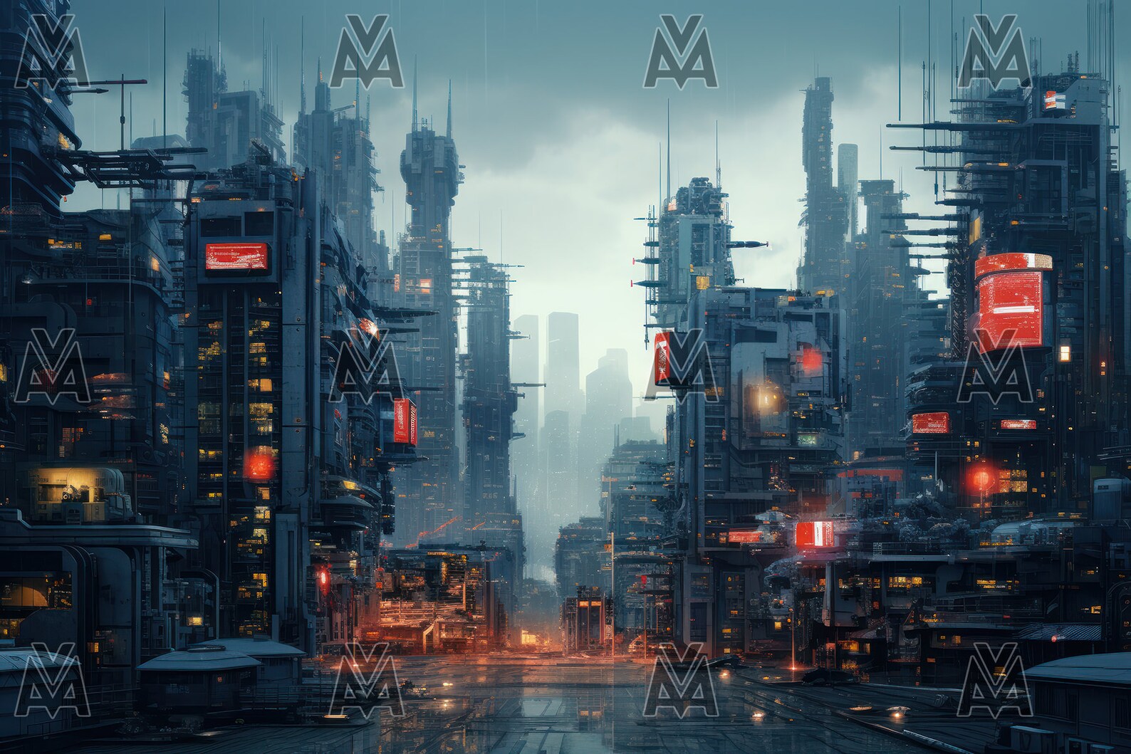 Retro Futuristic Poster, Futuristic City Wall Art, Cyberpunk Poster ...