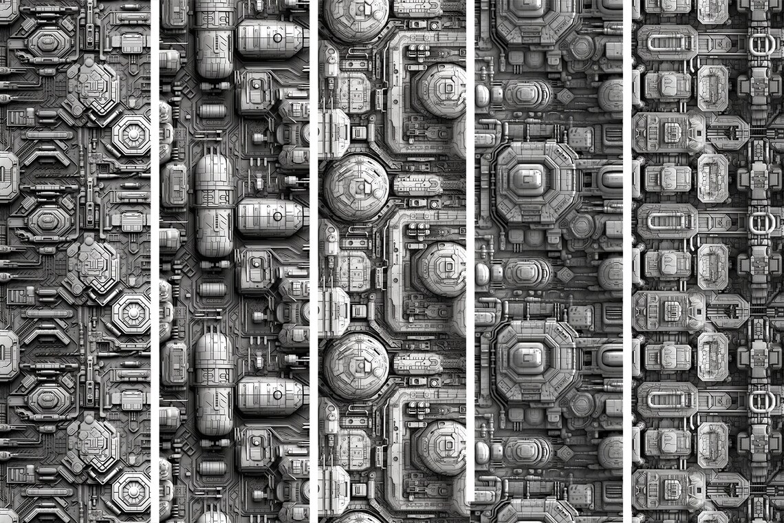 Science Fiction Space Seamless Tiles Background Texture Design Bundle Repeating Wallpaper ...