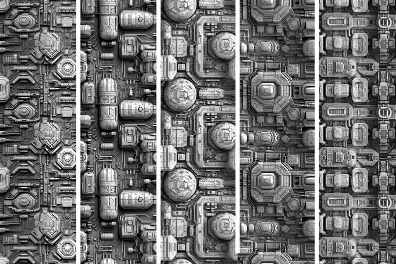 Science Fiction Space Seamless Tiles Background Texture Design Bundle ...