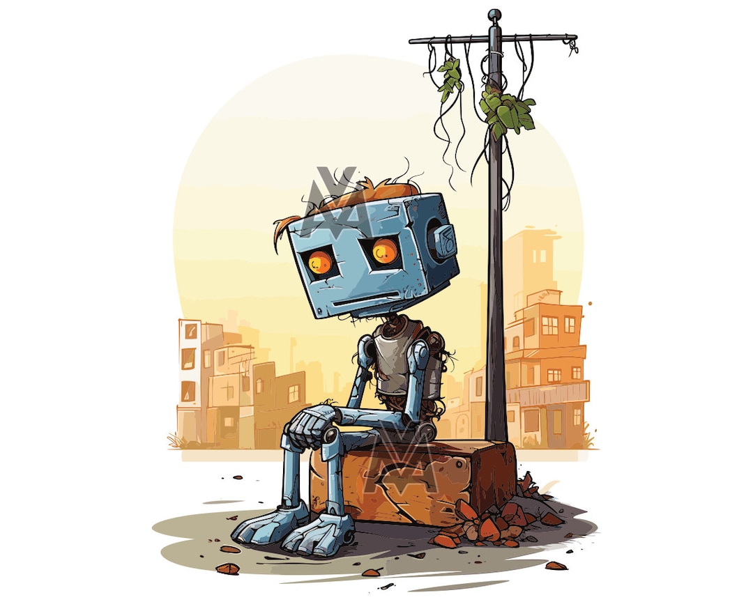 Sad Robot Artificial Intelligence Cute Bot Robot Android Vector Svg Dtg ...
