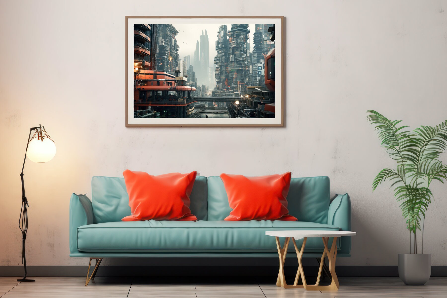 Retro Futuristic Poster, Futuristic City Wall Art, Cyberpunk Poster ...