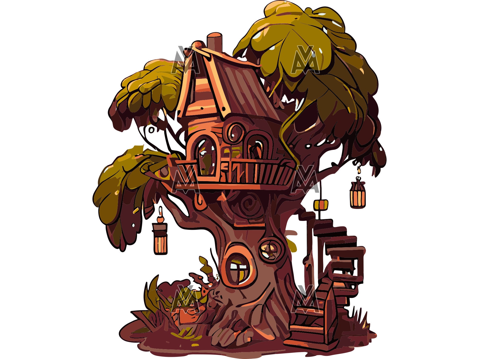 Treehouse SVG DTG Cartoon Style Scalable Vector Graphic - Etsy