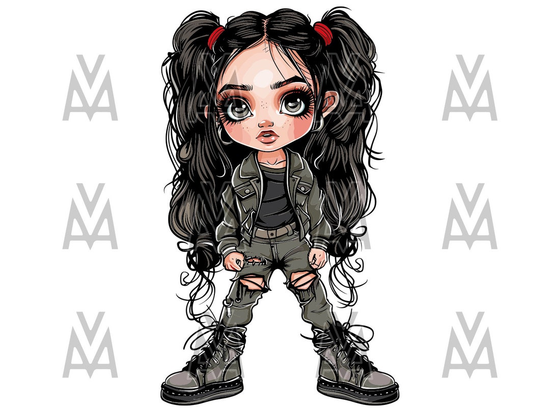 Street Girl Long Hair Svg Dtg Vector Scalable Illustration Cute Girl ...