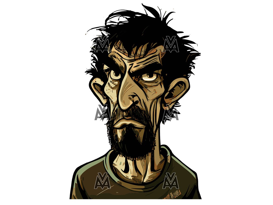 Annoyed Bearded Guy Cartoon Svg Dtg Vector Art Scalable Png Transparent ...