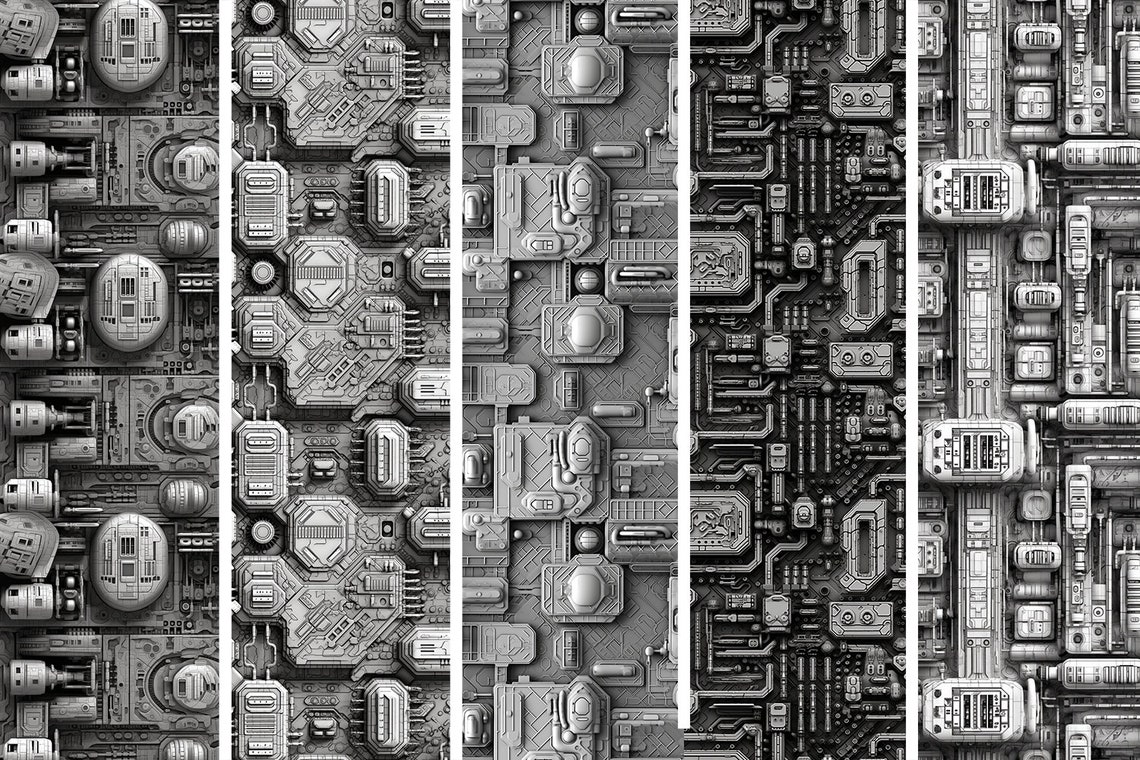 Science Fiction Space Seamless Tiles Background Texture Design Bundle ...