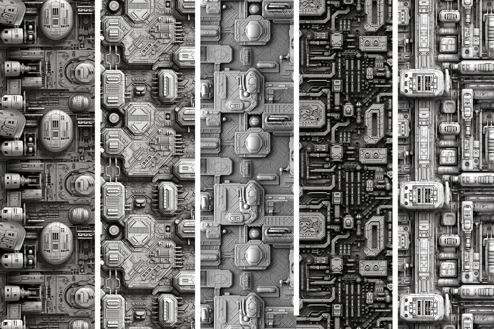 Science Fiction Space Seamless Tiles Background Texture Design Bundle Repeating Wallpaper ...