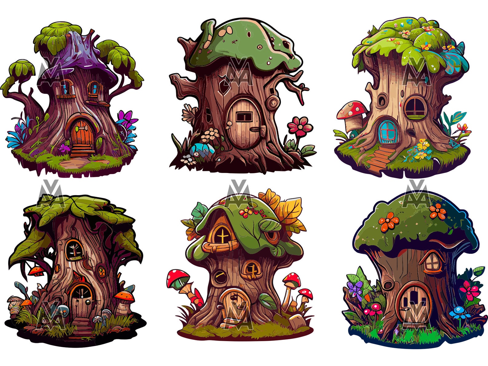 Tree Stump Fairy House Design Bundle Dtg Svg Scalable Vector Bundle ...