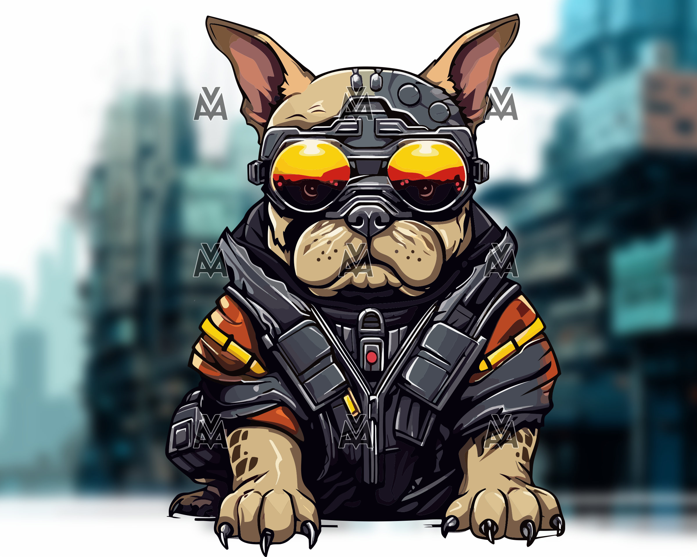 Cyber Bulldog, Bully, Cyberpunk Bulldog, Baby Bulldog, Svg Dtg Scalable ...