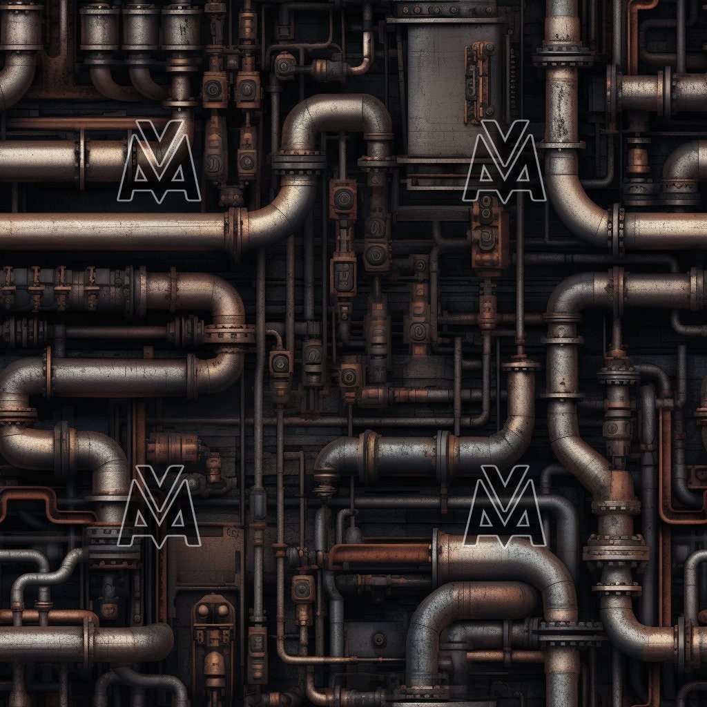 Metal Pipes Connectors Plumbing Copper Brass Steampunk Seamless Tiles ...