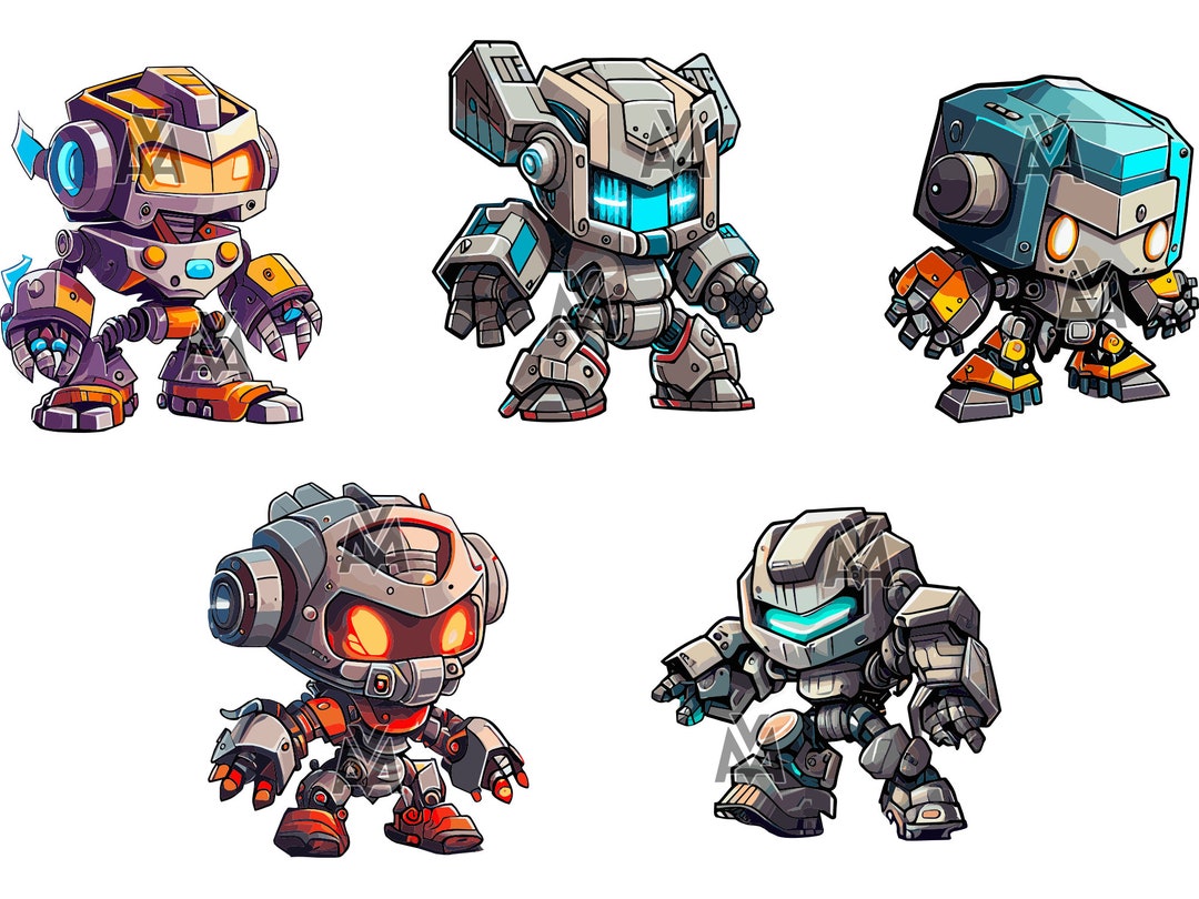 Robots SVG DTG Cute Cartoon Chibi Style Robots Scalable Vector Graphics ...