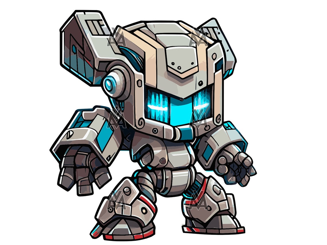 Robots SVG DTG Cute Cartoon Chibi Style Robots Scalable Vector Graphics ...