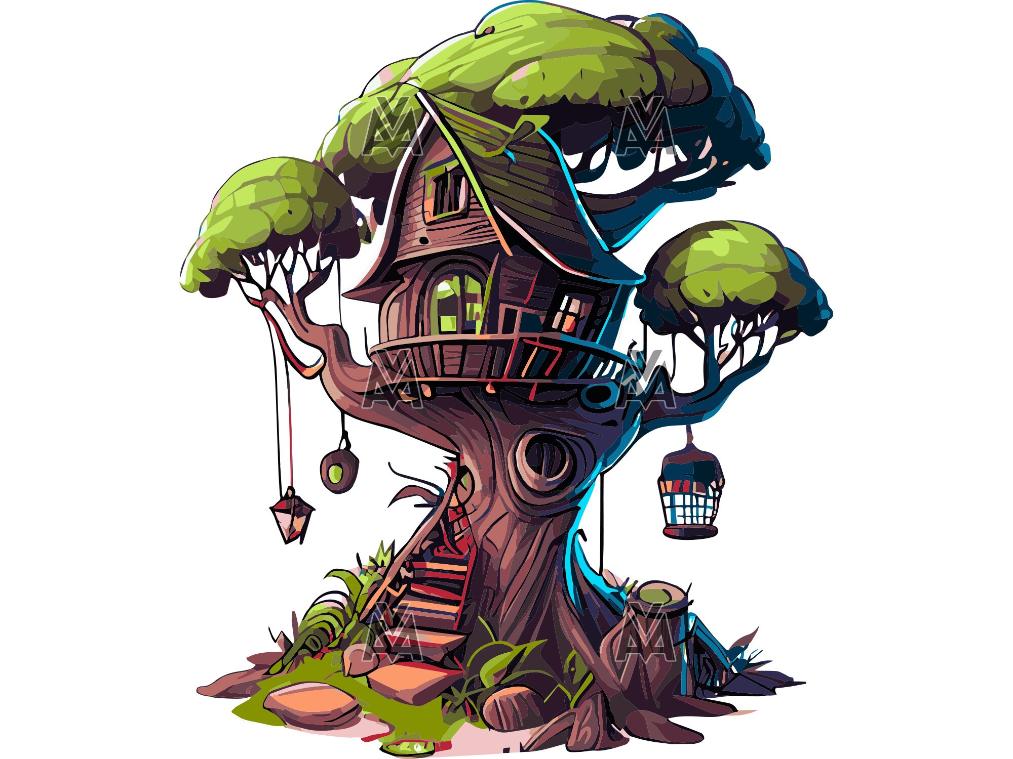 Treehouse SVG DTG Cartoon Style Scalable Vector Graphic - Etsy