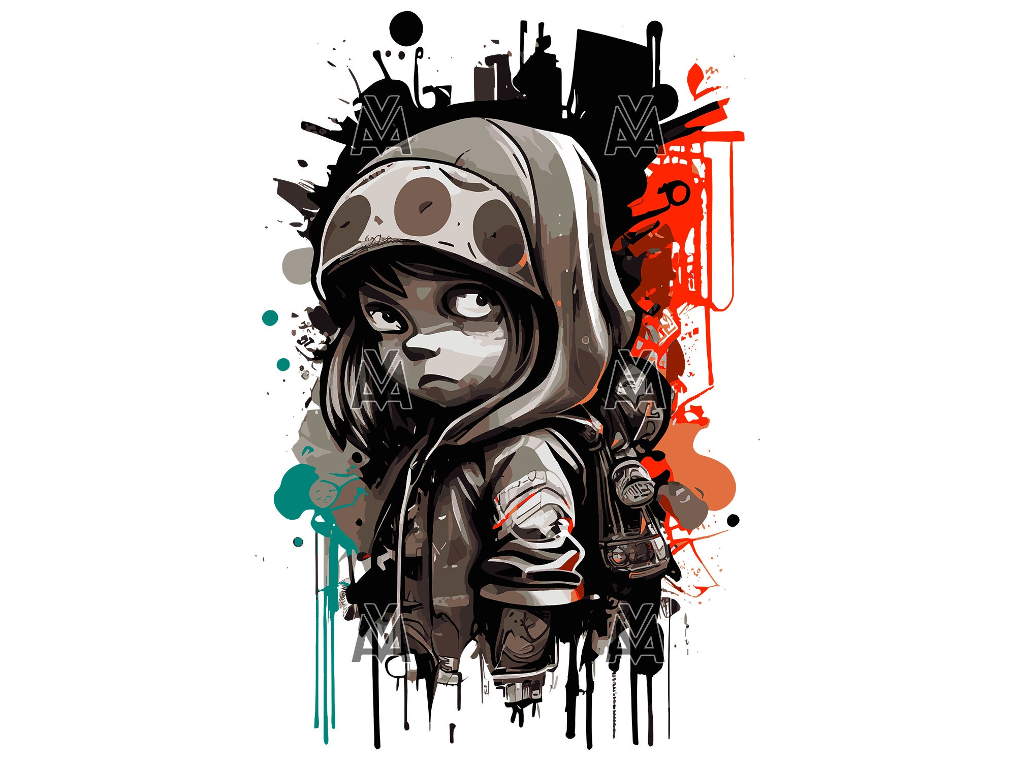 Urban Hacker Girl Street Graffiti Style SVG Graphic Ultra High ...