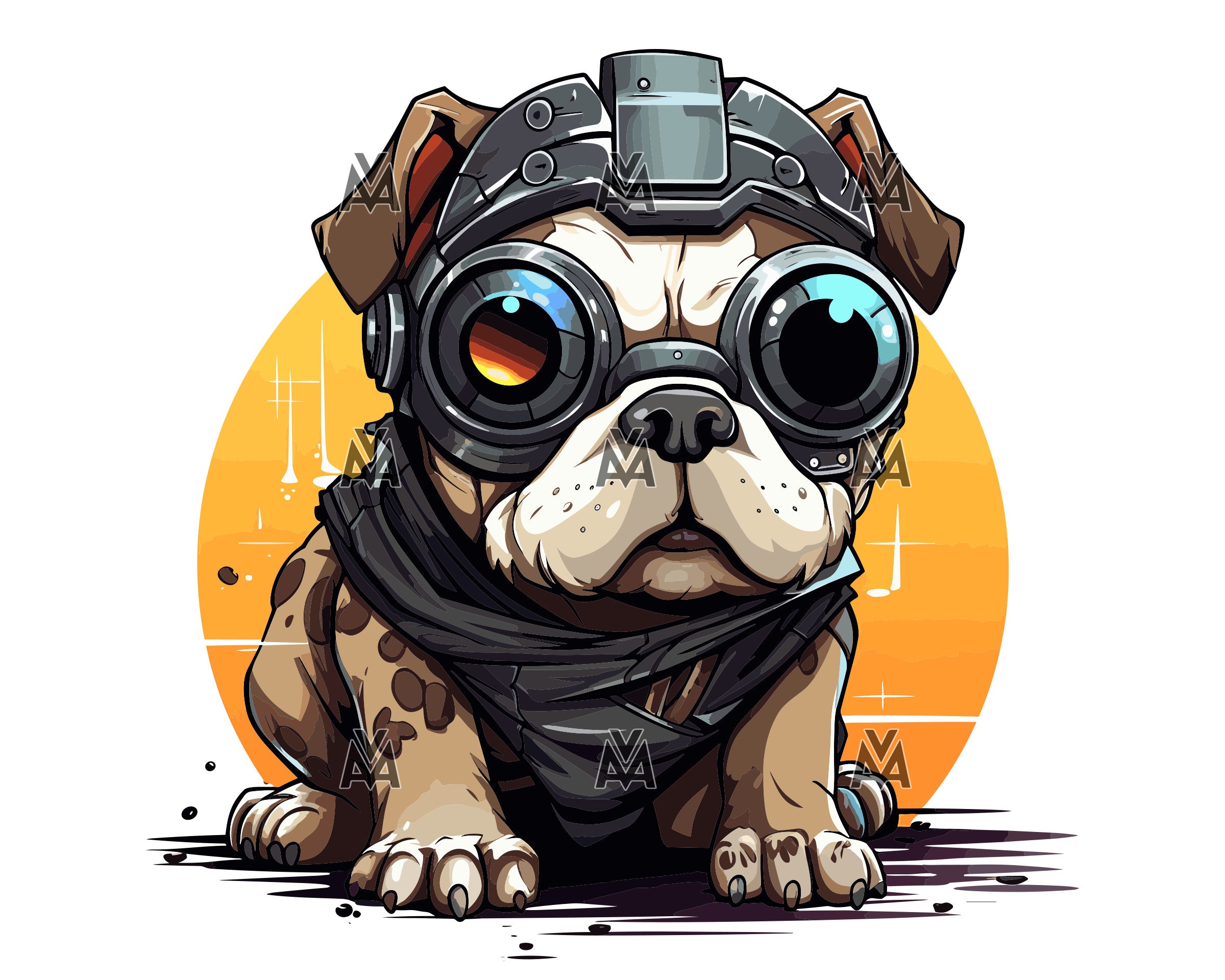 Cyber Bulldog, Bully, Cyberpunk Bulldog, Baby Bulldog, Svg Dtg Scalable ...