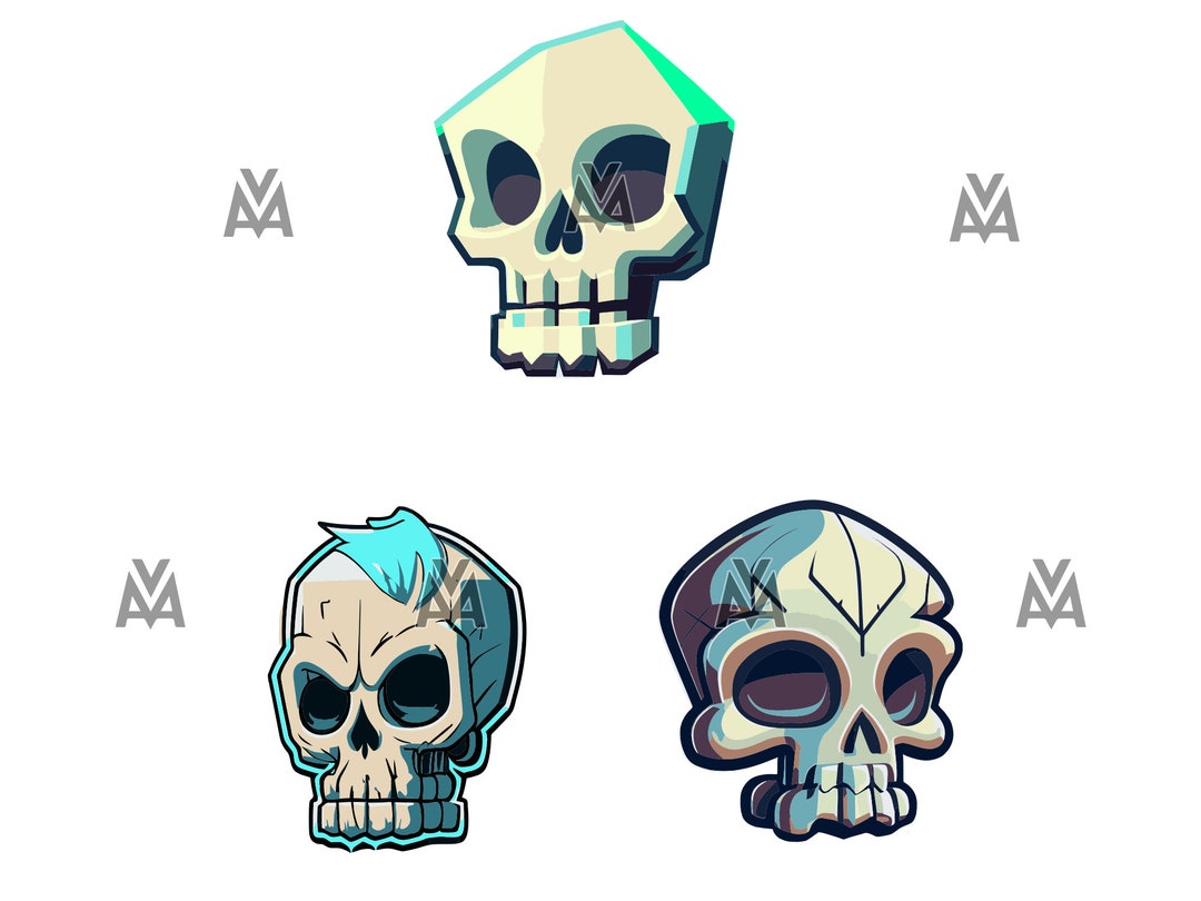 Skulls SVG Design Bundle DTG Cartoon Style Deathhead Skeleton Skull ...