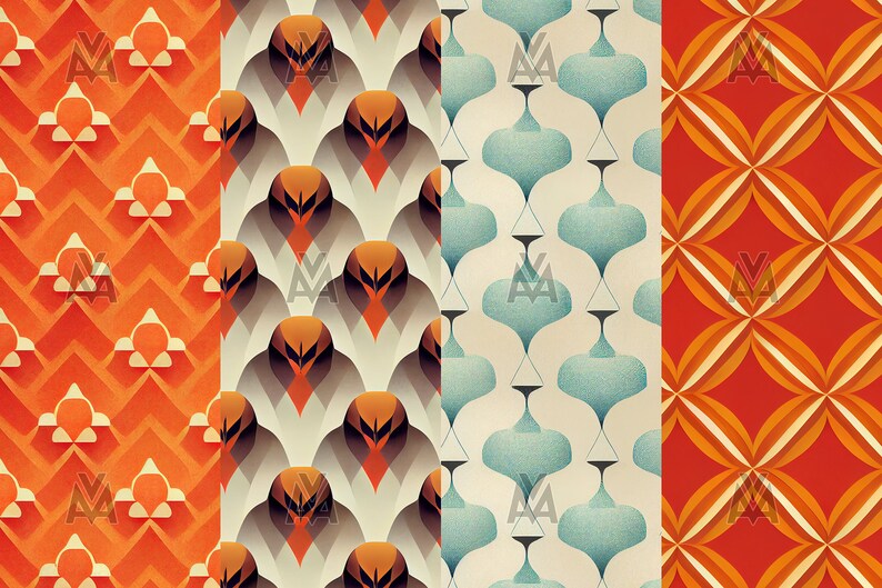 Retro 1970 Seamless Vintage Tiles Wallpaper Png Repeating - Etsy