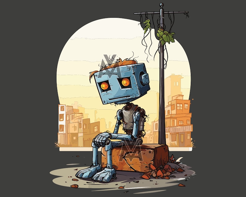 Sad Robot Artificial Intelligence Cute Bot Robot Android Vector Svg Dtg ...