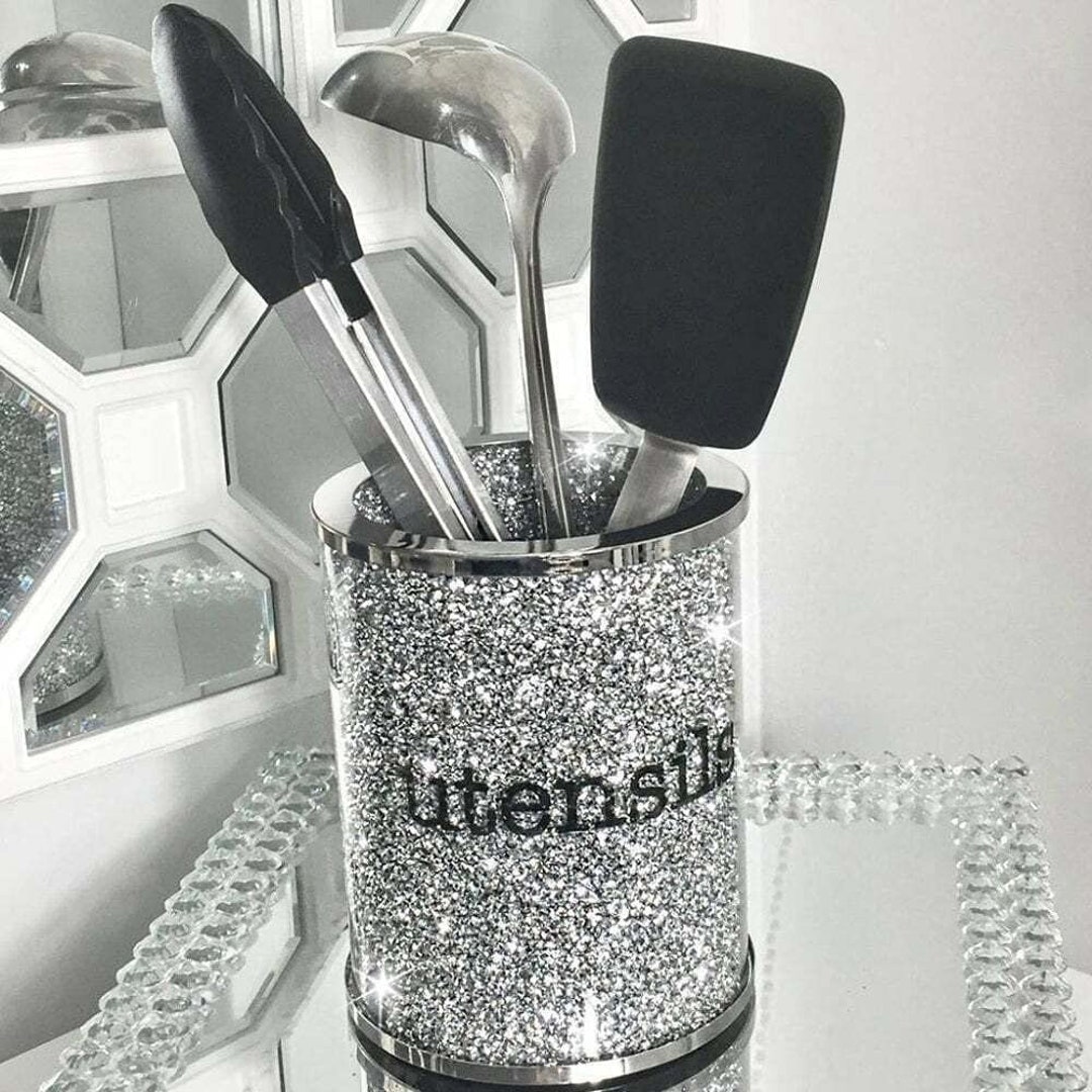 Sparkly Crushed Diamond Crystal Utensil Holder Kitchen Bling Gift - Etsy