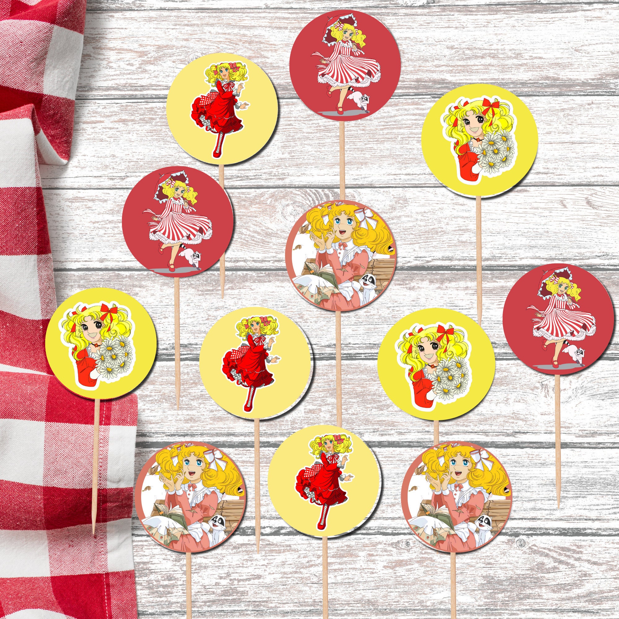 Candy Candy Cupcake Topper - Easy Digital Download and Print - Etsy
