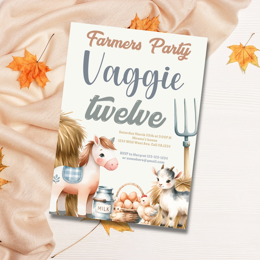 Digital Farm Invitation, Barn Invite, Country Invitation, Digital Party ...