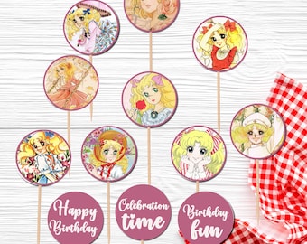 Candy Candy Cupcake Topper Easy Digital Download and Print - Etsy