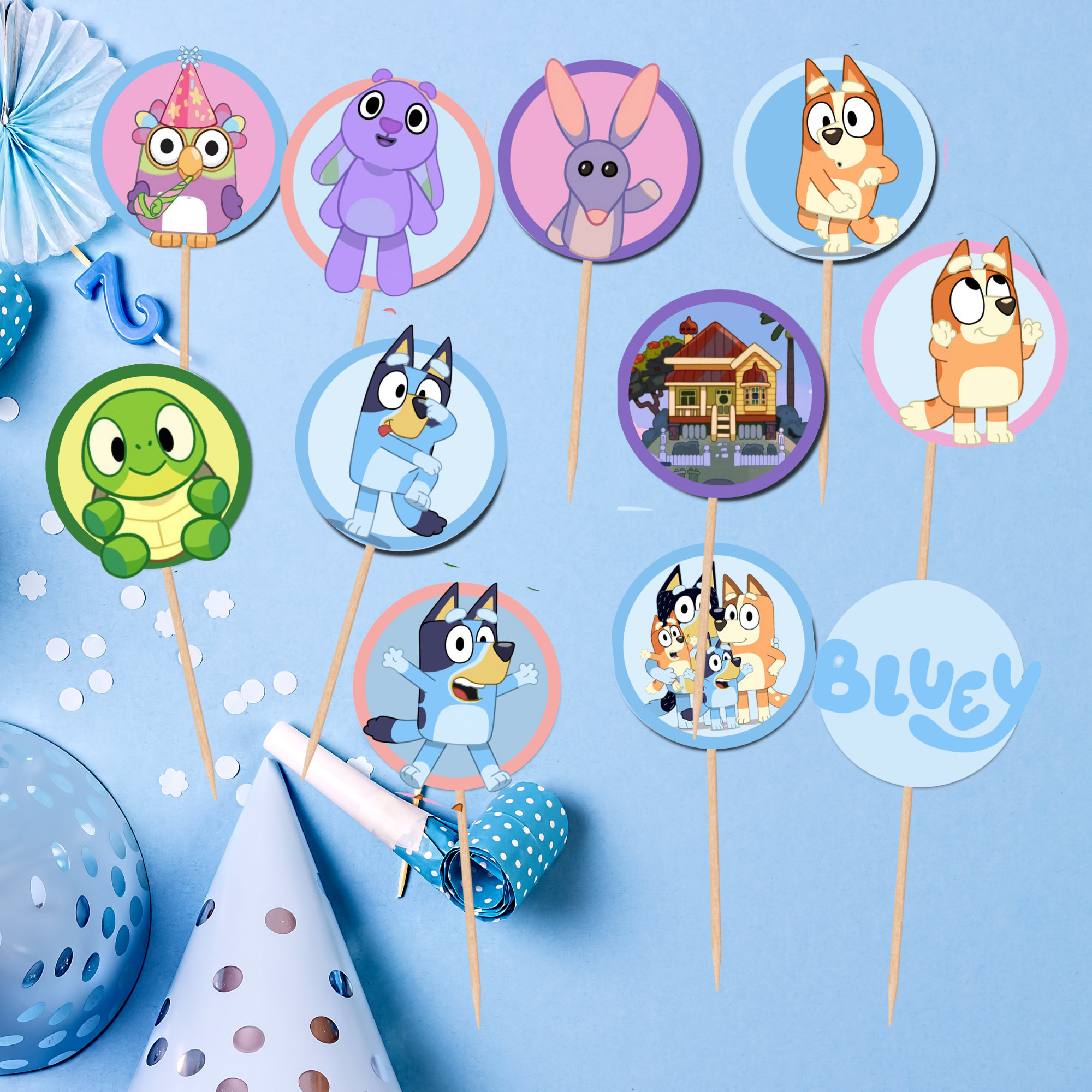 Digital Bluey Cupcake, Bluey Cupcake Topper, TV Bluey , Party, Bluey ...