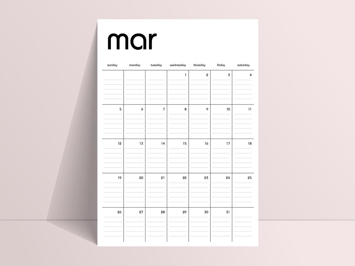 2023 Calendar Printable, Monthly, Wall, Desk, 003 Bauhaus, Minimalist ...