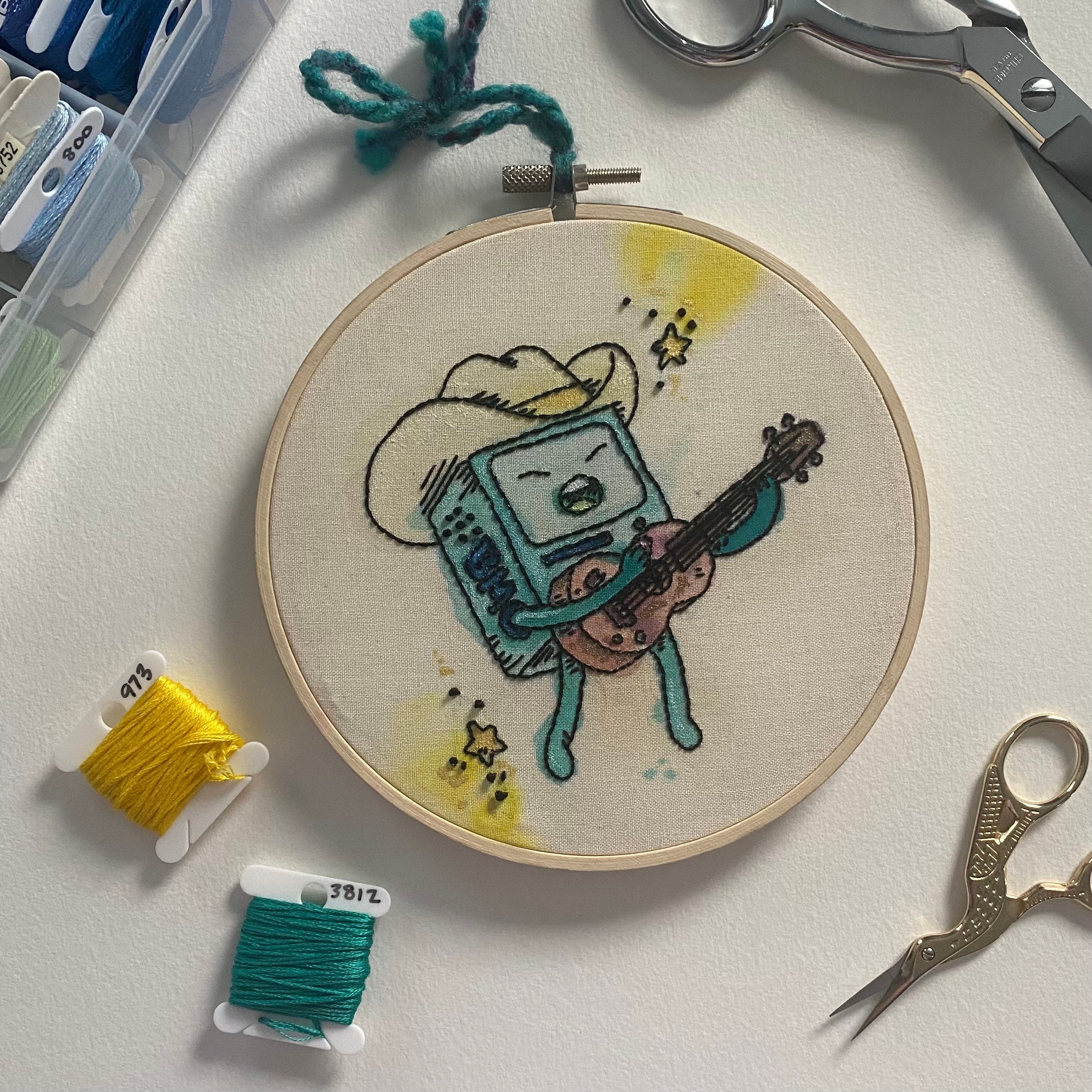 Adventure Time BMO Watercolor Embroidery - Etsy
