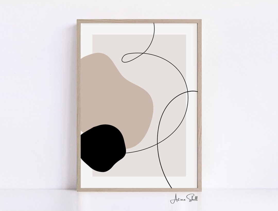 Nordic Art Print | Modern Line Drawing | Beige Line Art | Shapes Poster ...