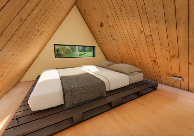 A Frame House Plan 3D MODEL 22'x24' Cabin Floor - Etsy