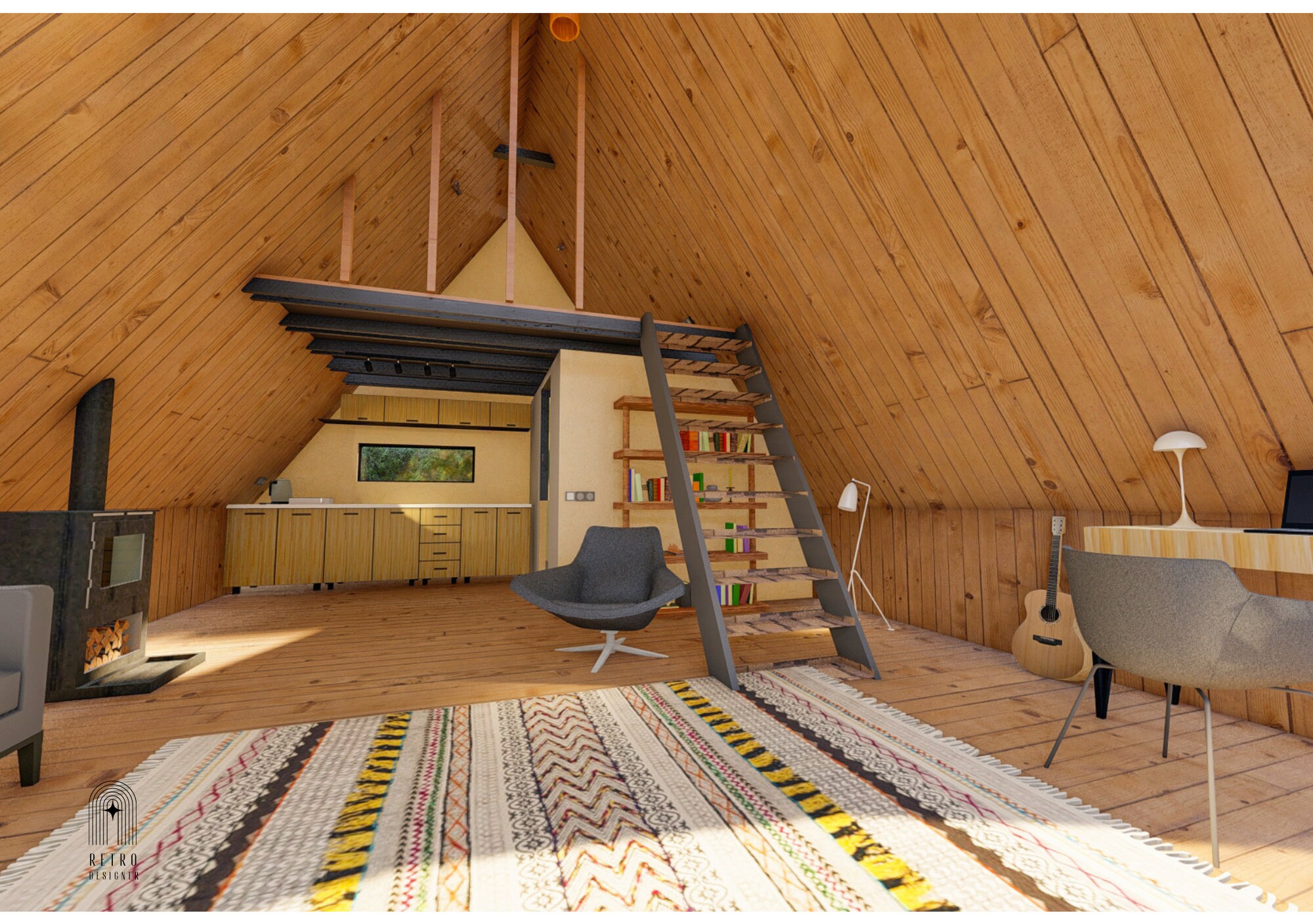 A Frame House + Structural 3D model Sketch-Up, Modern A Frame House ...