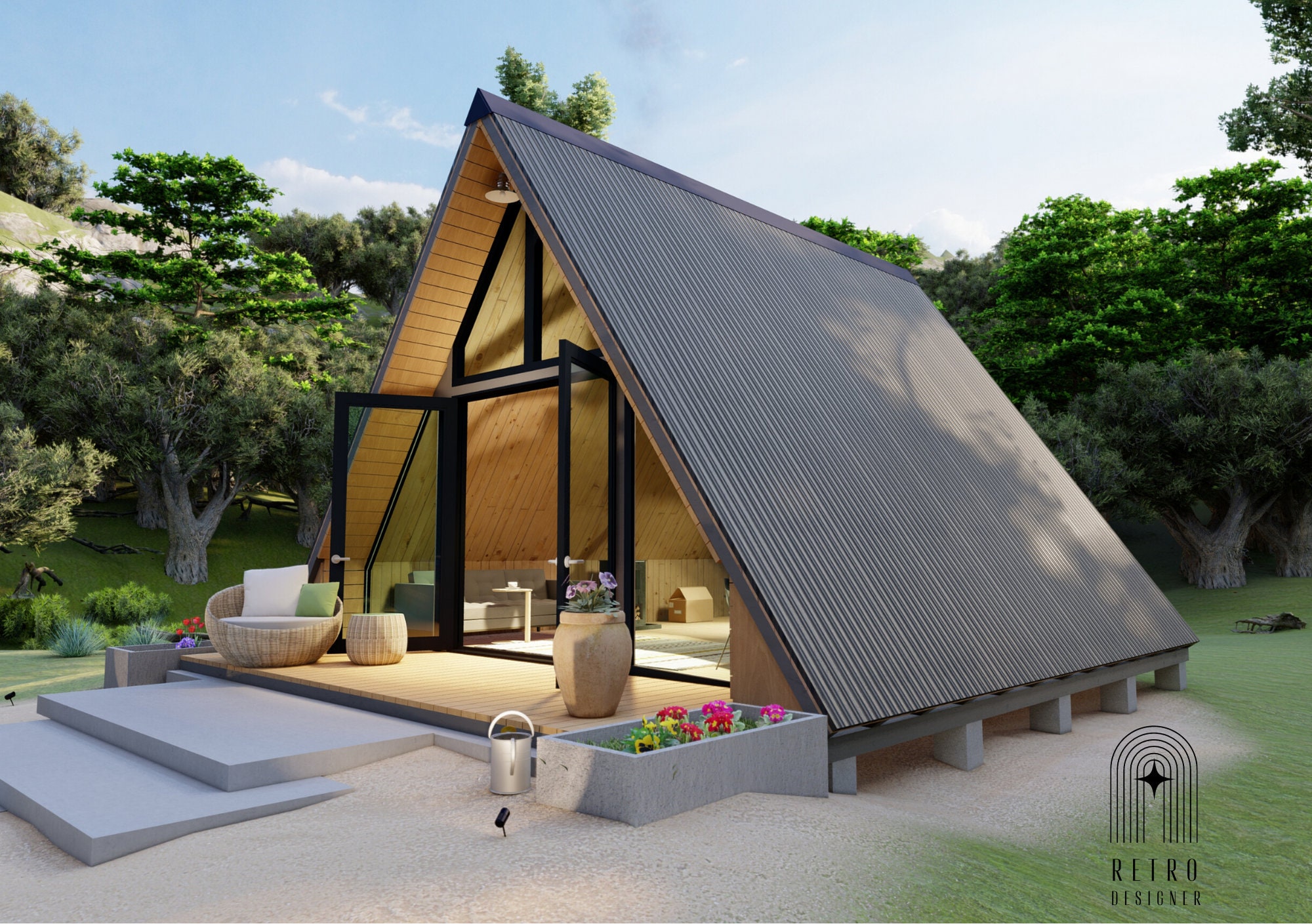 A Frame House + Structural 3D Model Sketch-up , Modern A Frame House ...